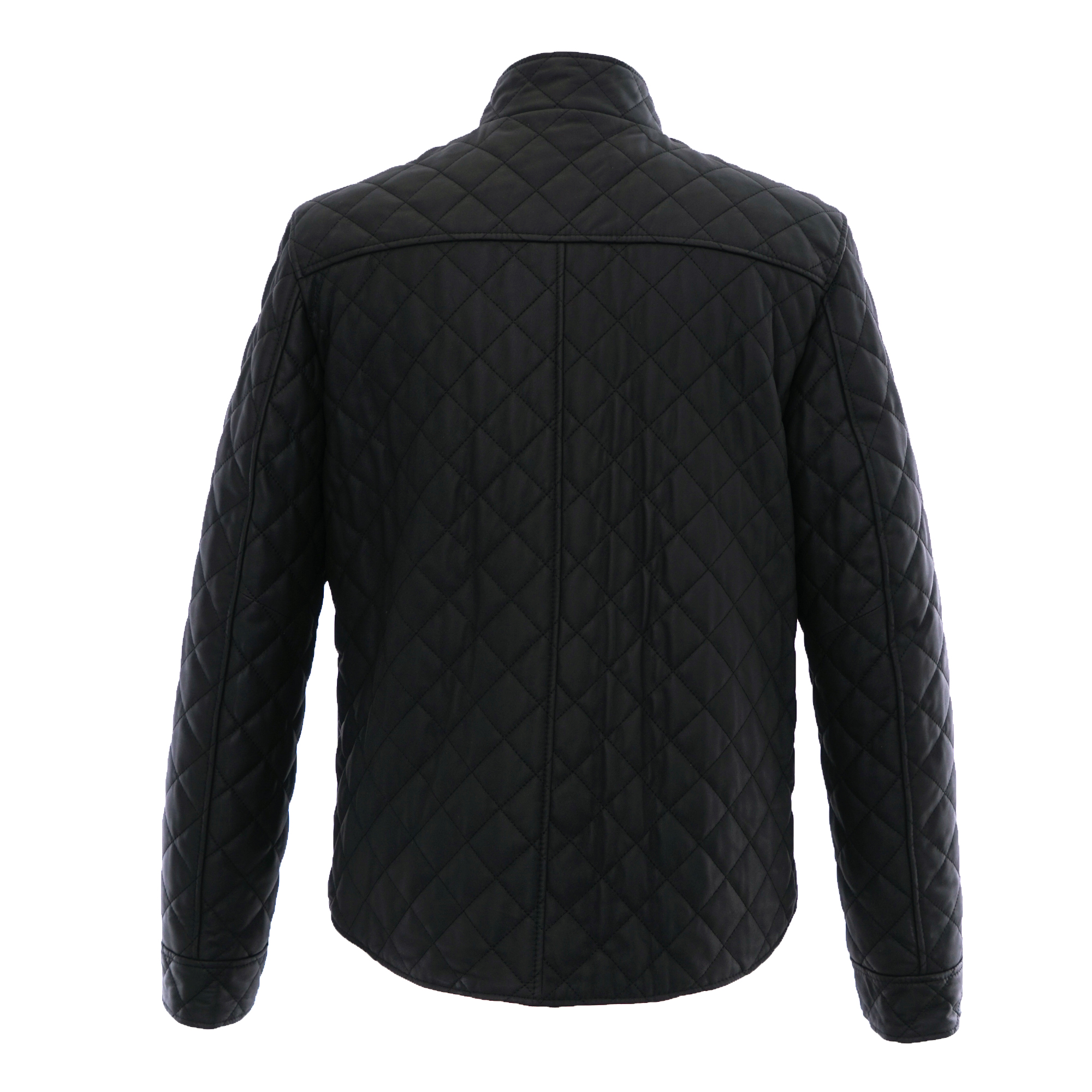 Black Diamond Stitch Leather Jacket - Esclot Suit Tailors London